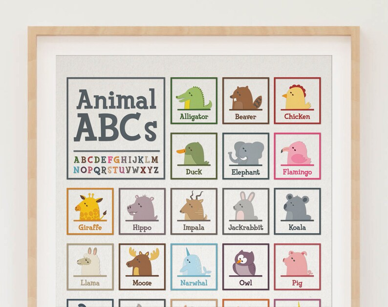 Animal ABC Wall Art Alphabet Poster Classroom Decor Print - Etsy