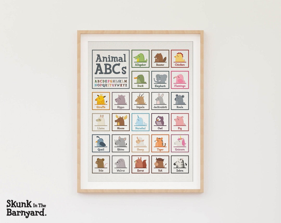 Animal ABC Wall Art, Alphabet Poster, Classroom Decor, Print for Kids ...