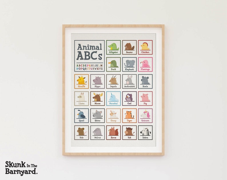 Animal ABC Wall Art Alphabet Poster Classroom Decor Print - Etsy