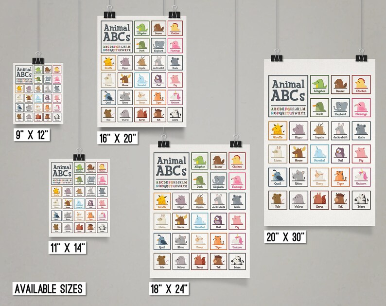 Animal ABC Wall Art Alphabet Poster Classroom Decor Print - Etsy