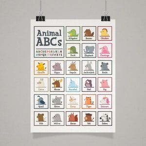 Animal ABC Wall Art, Alphabet Poster, Classroom Decor, Print for Kids ...