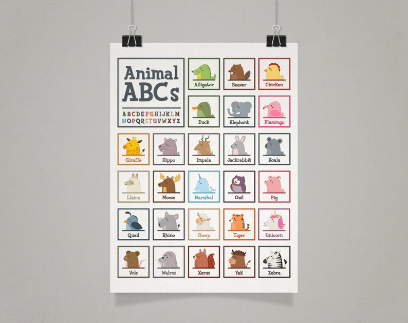 Animal ABC Wall Art Alphabet Poster Classroom Decor Print - Etsy