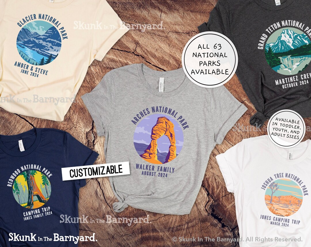 Custom National Parks Shirt, Matching Family Camping Vacation Tee, All ...