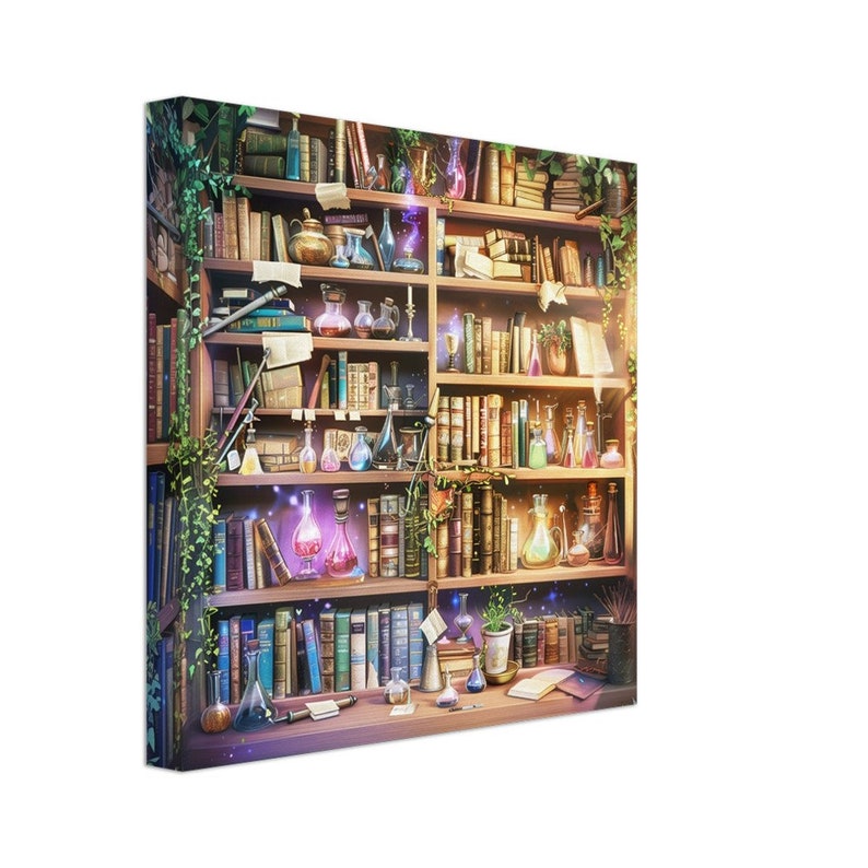 Alchemist's Magic Bookcase Print on Canvas - Etsy