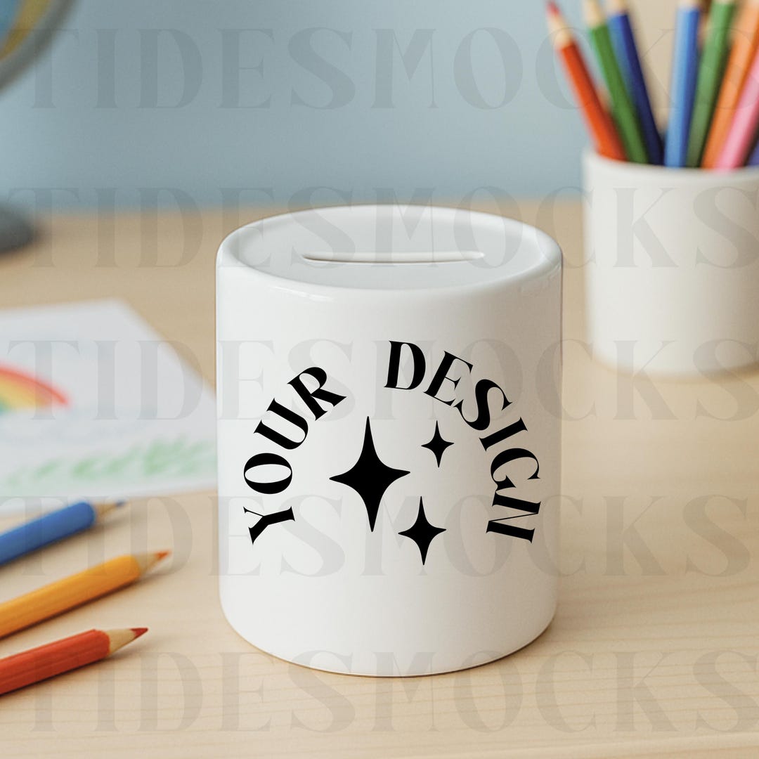 Mockup Money Box, White Ceramic Money Box, Money Box for Children ...