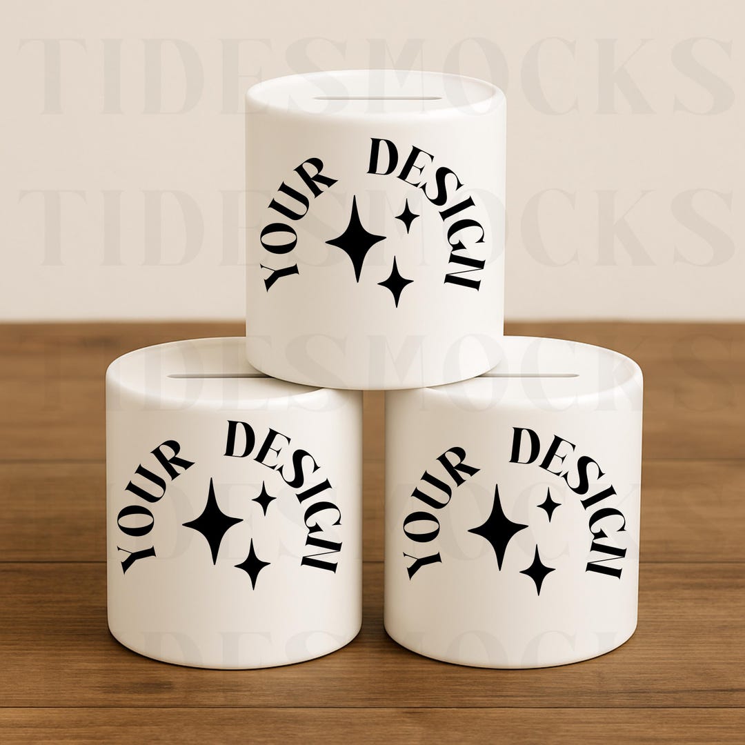 Mockup Money Box, Bright Timeless Mockup, White Ceramic Money Box ...