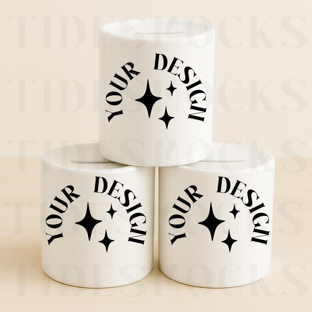 Mockup Money Box, Bright Timeless Mockup, White Ceramic Money Box ...