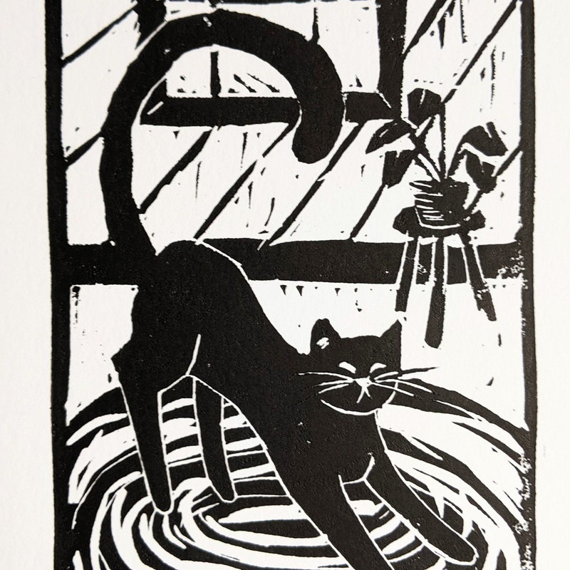 Cat Block Print - Etsy