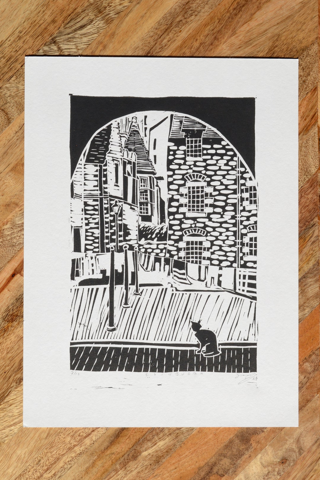 Original Limited Edition Linocut Block Print-cat in Edinburgh - Etsy