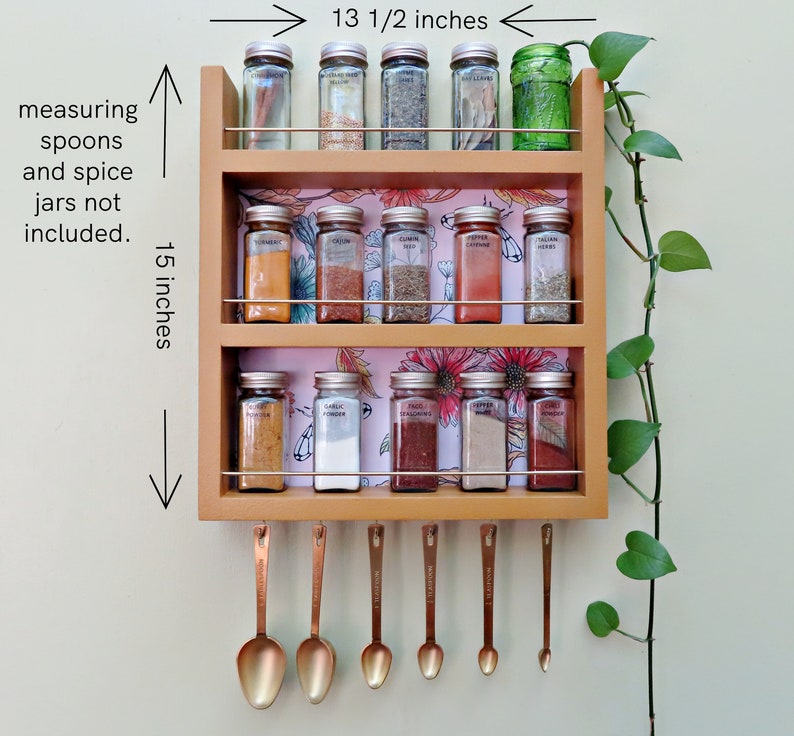Hanging Spice Rack in Terracotta With Tiger Background, 4 Shelf or 3 ...