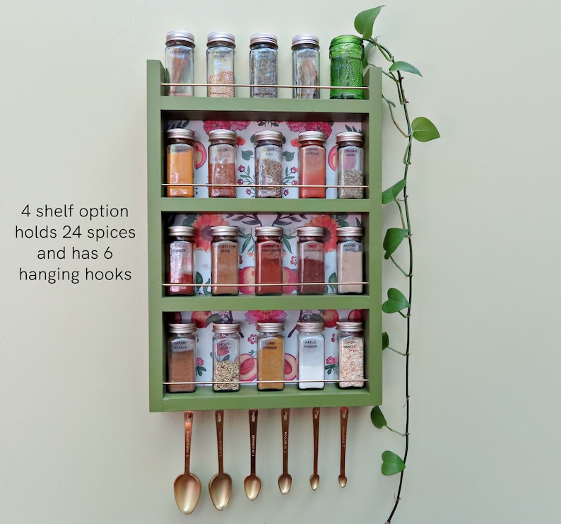 Hanging Spice Rack in Terracotta With Tiger Background, 4 Shelf or 3 ...