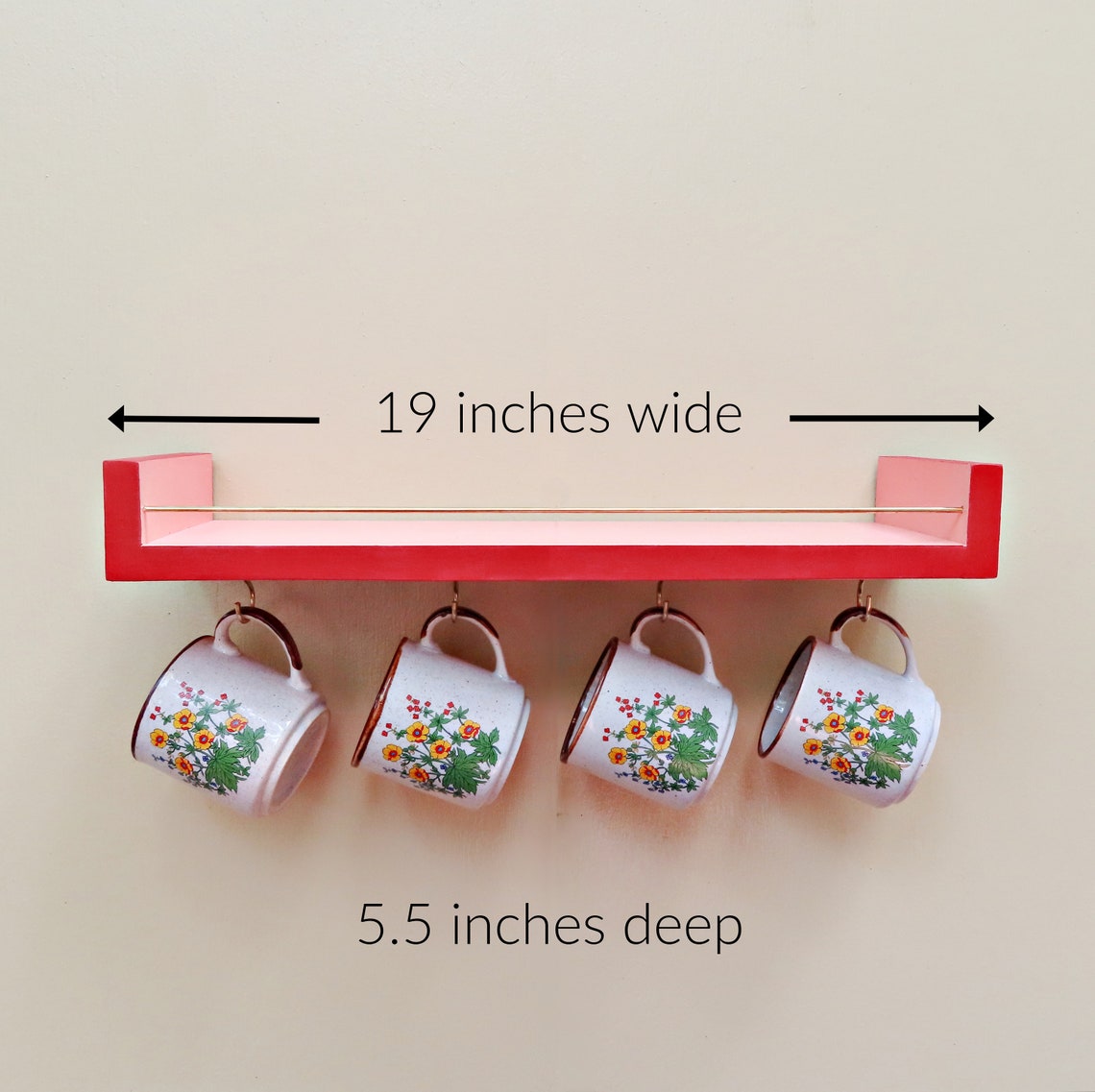 Green Coffee Bar Shelf With Hooks for Hanging Coffee Mugs - Etsy