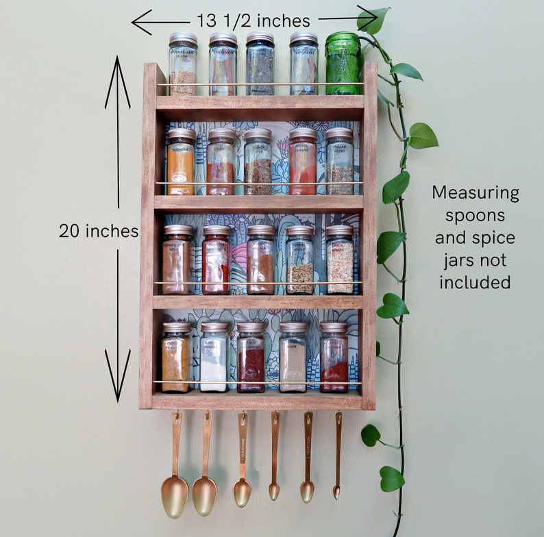 Hanging Spice Rack in Terracotta With Tiger Background, 4 Shelf or 3 ...