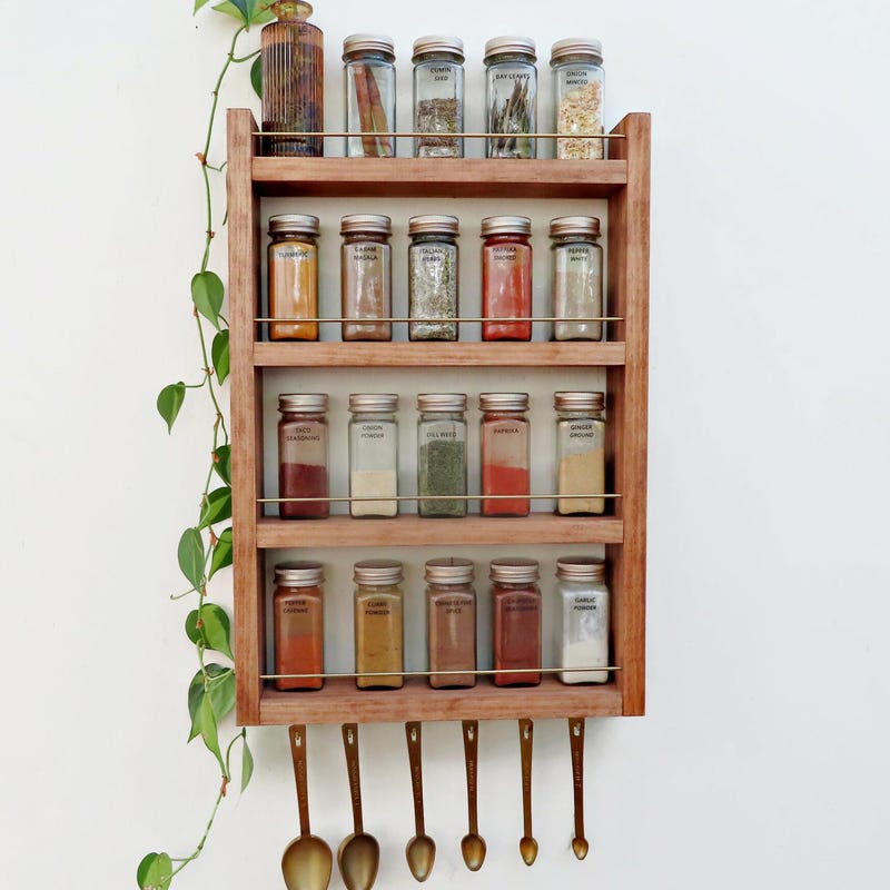 Wooden Spice Wall Rack - Etsy