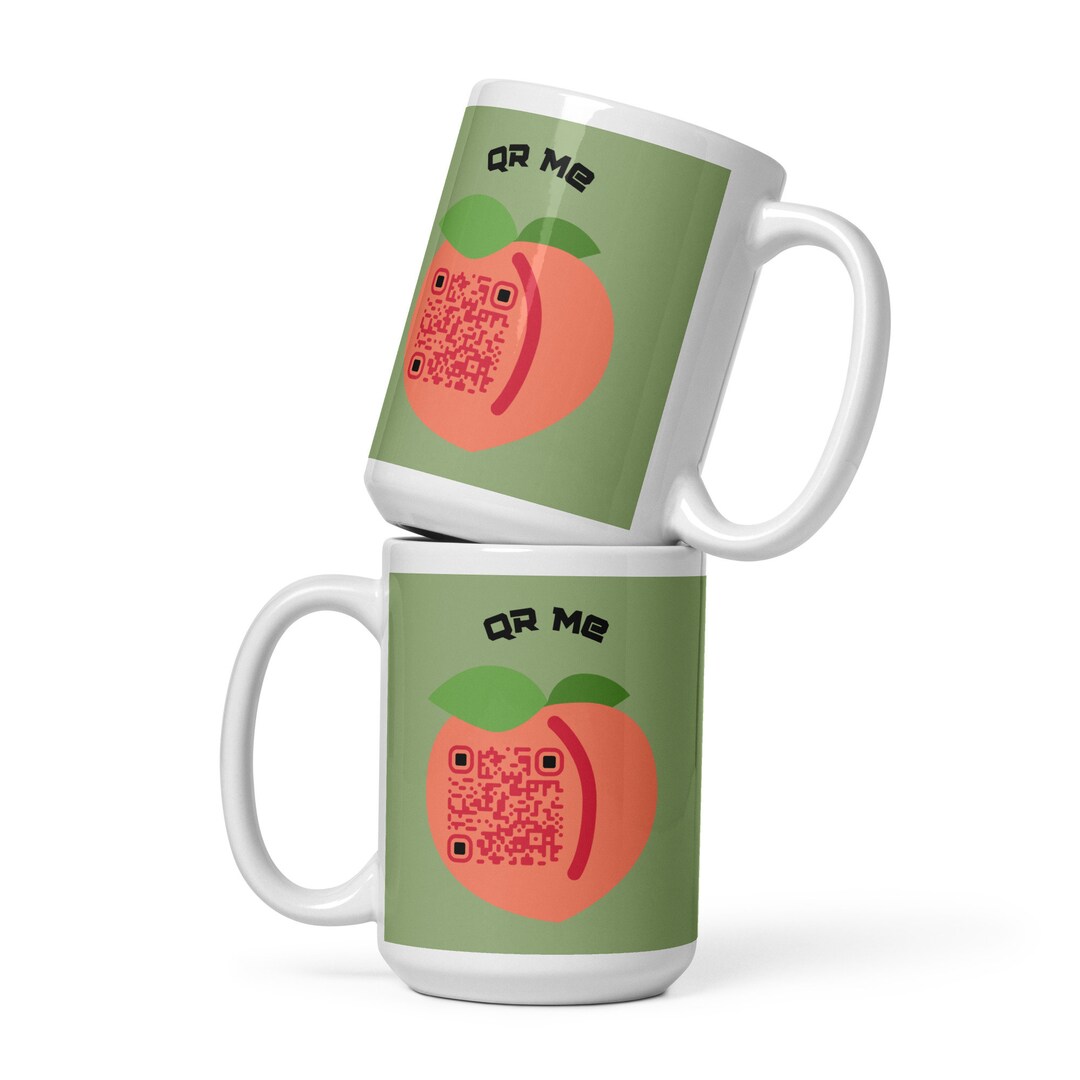 Peach Emoji QR Code Me Mug Tiktok Fans for Influencers & Followers ...