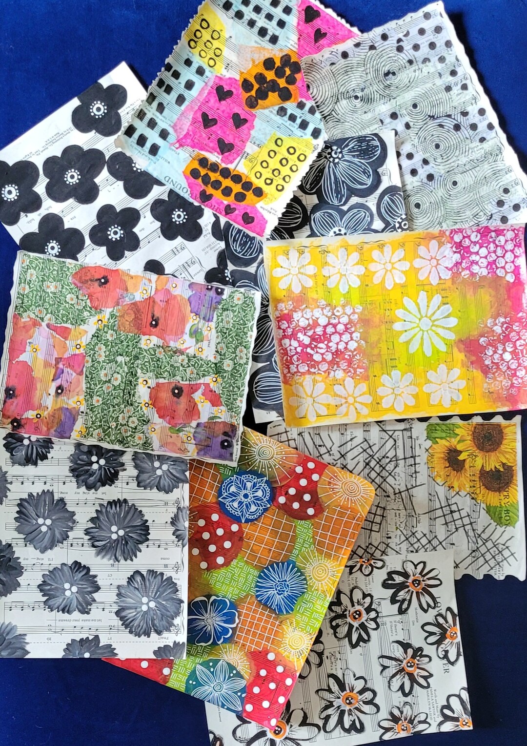 Mixed Media, Collage Paper Kits, Hand Painted Paper - Etsy