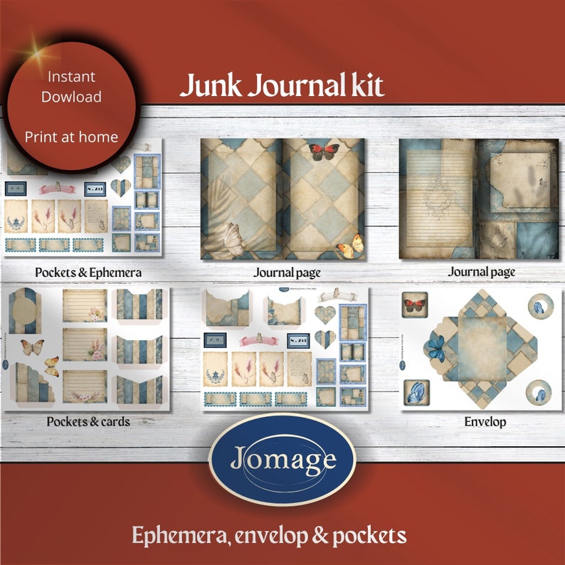 Junk Journal Kit With Printable Journal Pages, Ephemera and Envelope in ...