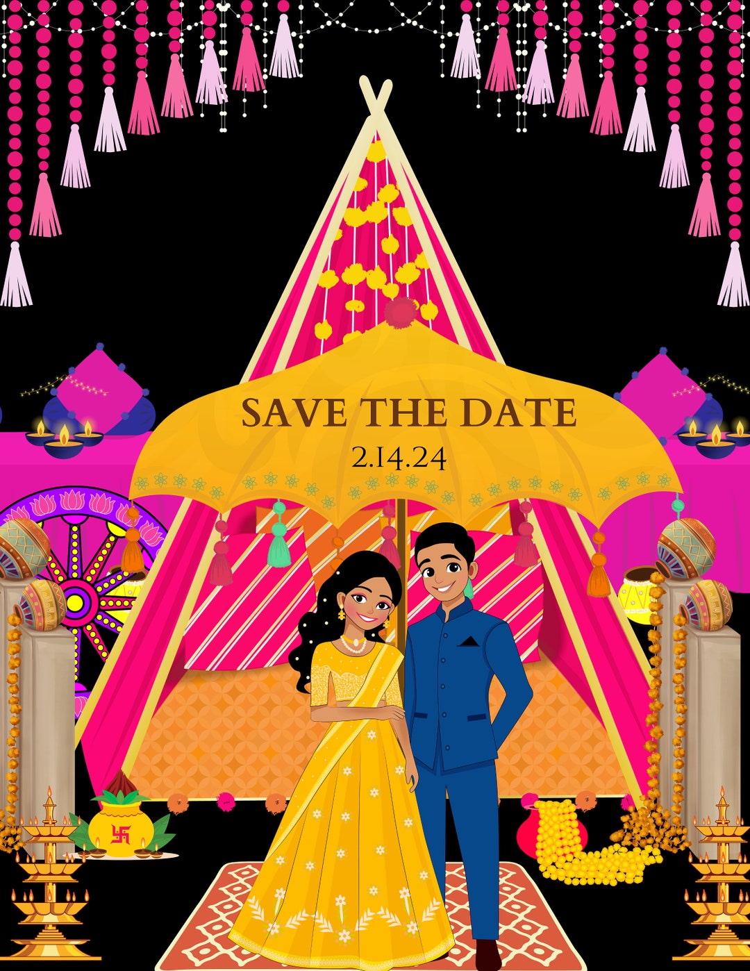 Orange Digital Wedding Invitation. We Also Customize Templates ...