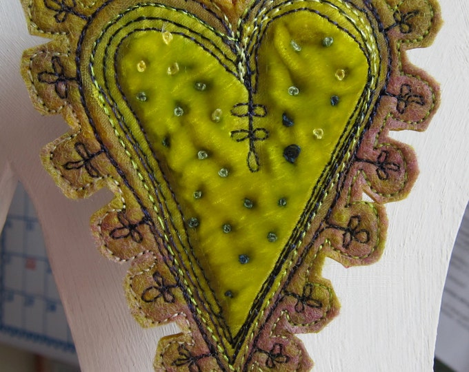 One Decorative Embroidered Heart - Etsy