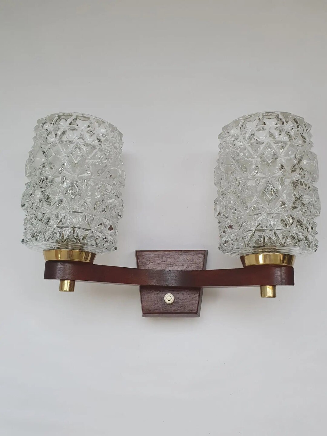 Large Vintage Double Lighting Wooden Wall Light - Etsy