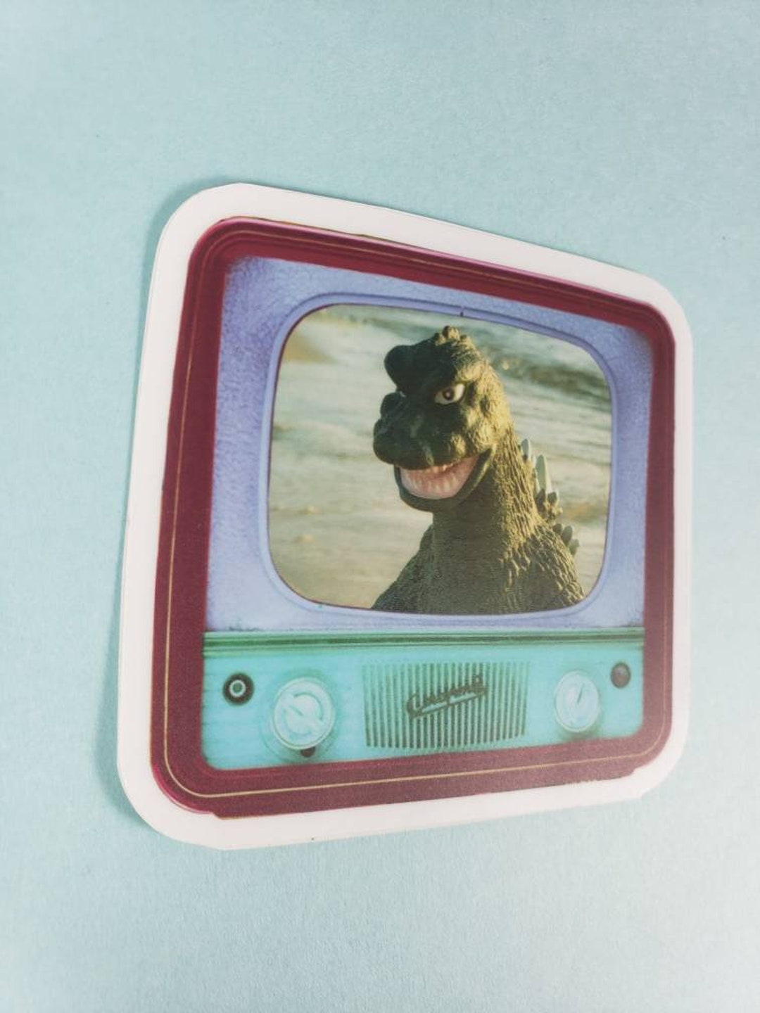Godzilla on TV Sticker – Vintage Sci-fi Horror, Weatherproof Vinyl - Etsy