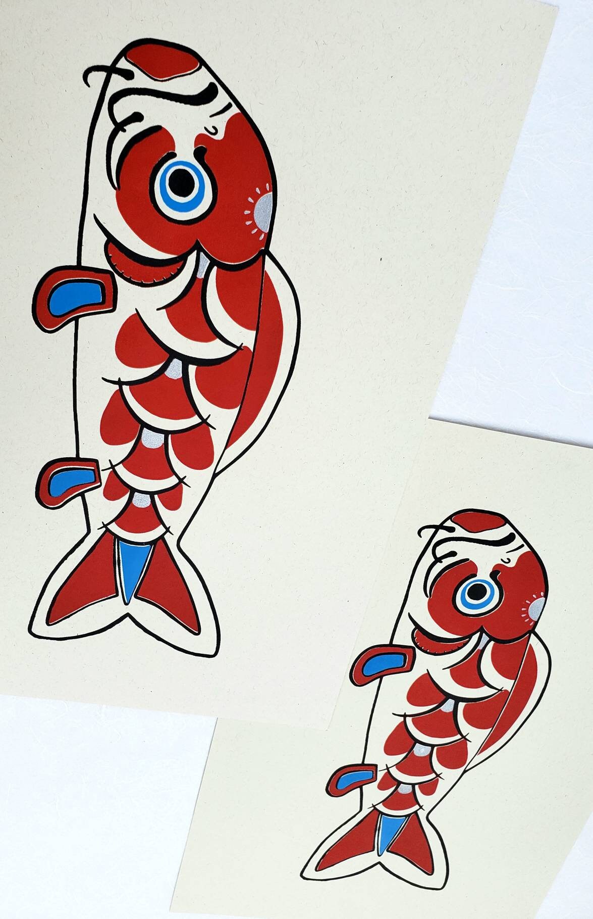 Koi Koinobori Screen Print Art Koi Fish Art Carp Streamer | Etsy
