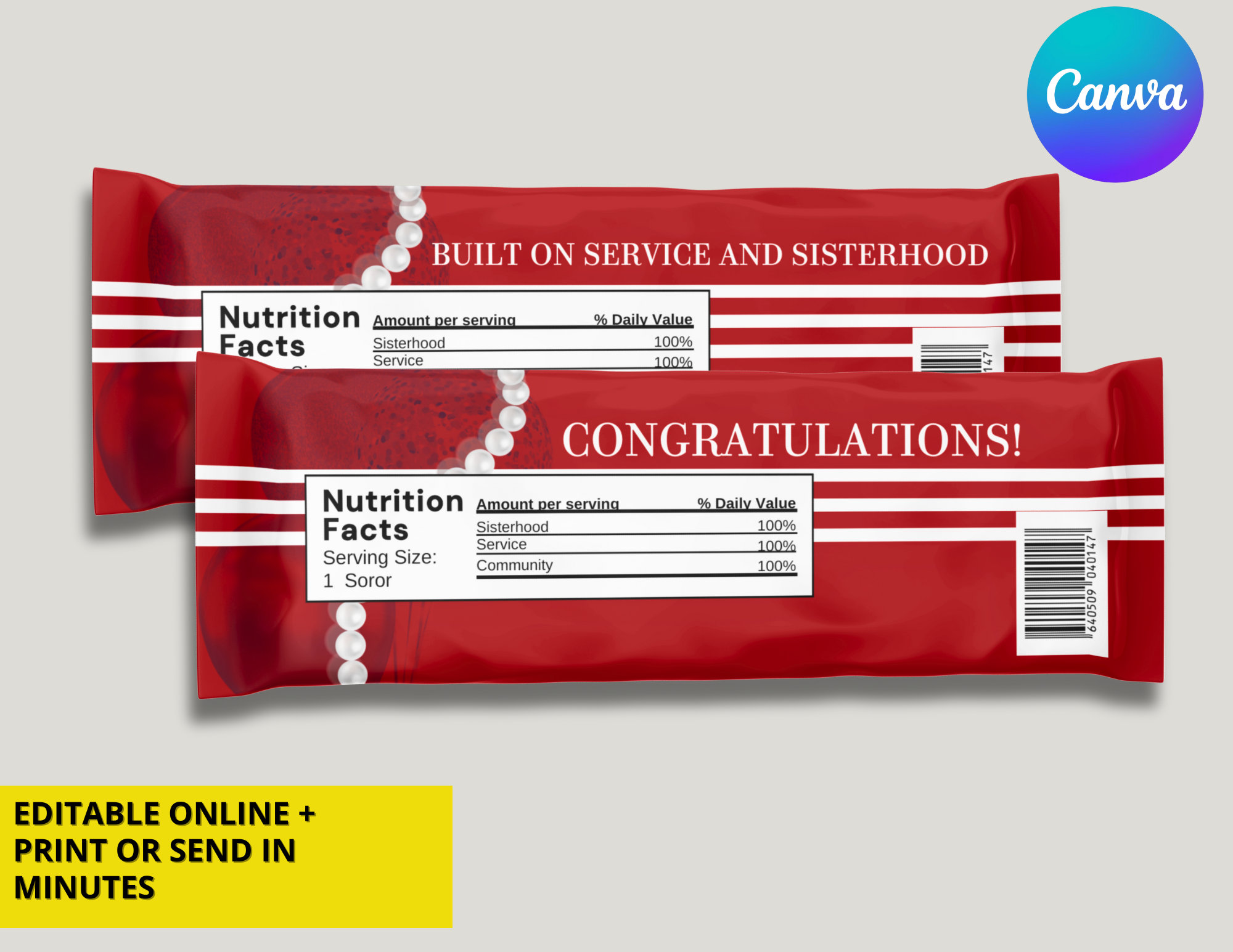 Editable Red & White Delta Candy Bar Wrapper, Printable DST Candy Bar ...