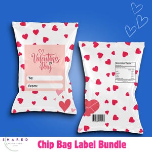 Editable Valentine's Day Chip Bag Label Bundle, Printable Red Pink ...