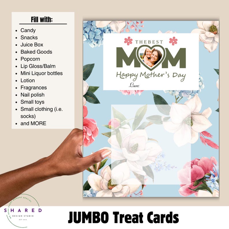 16 Mother's Day Jumbo Card Bundle, Editable Candy Snack Gift Card, DIY ...