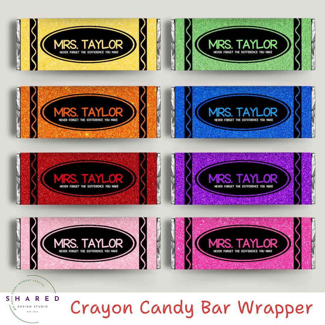 Editable Crayon Chocolate Bar Label, Printable Teacher Appreciation ...