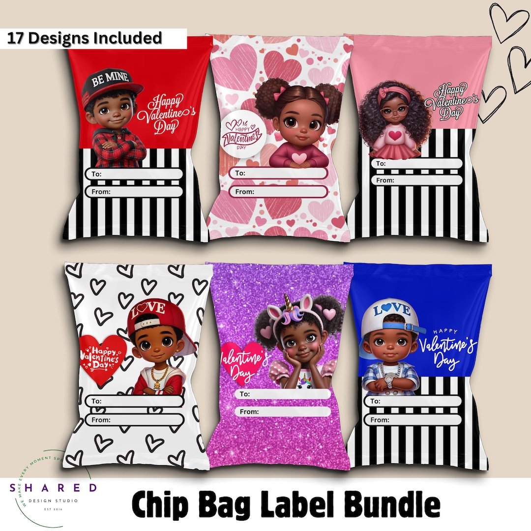 Printable Valentine's Day Chip Bag Labels, Editable Kids Chip Labels ...