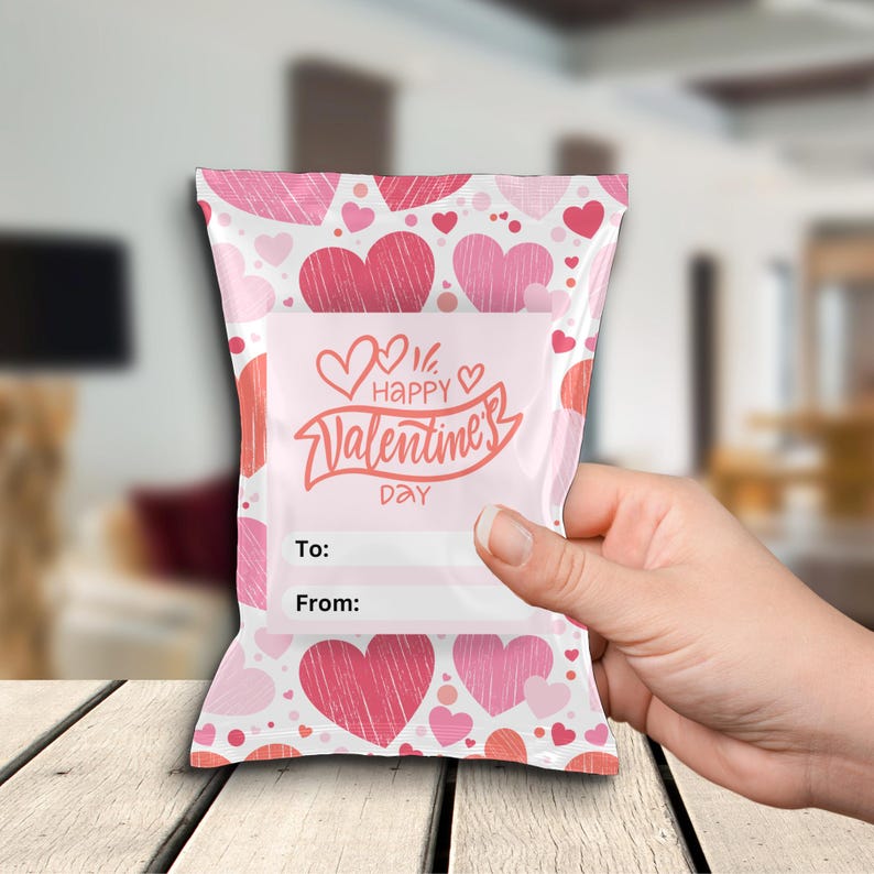 Printable Valentine's Day Chip Bag Label Bundle, Colorful Heart Chip ...
