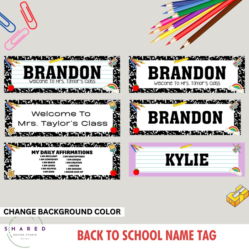 Editable Name Tag Template, Printable Composition Classroom Name Tags ...