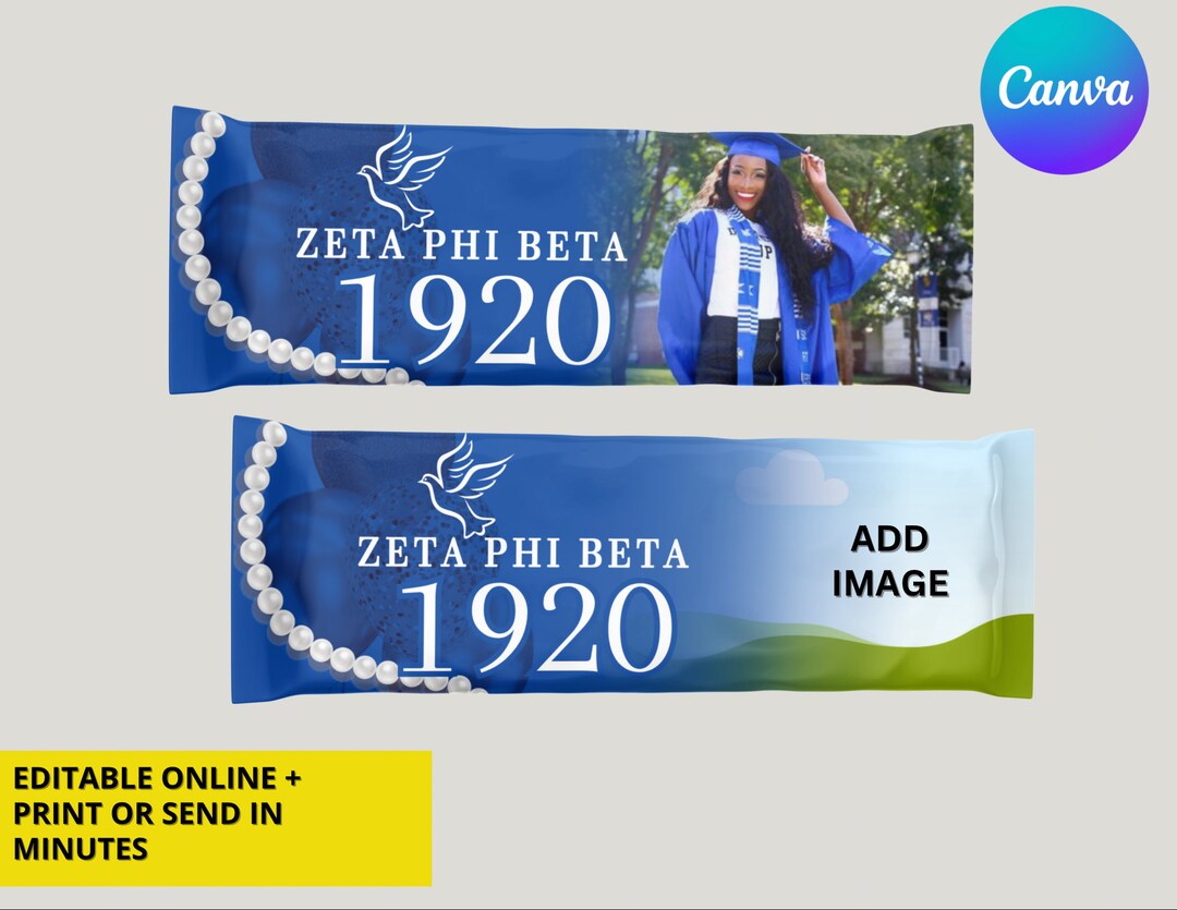 Editable Blue & White Zeta Phi Beta Candy Bar Wrapper, Printable Zeta ...