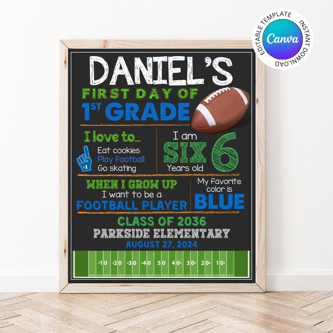 Editable First Day of School Sign, Printable Chalkboard Back to School ...