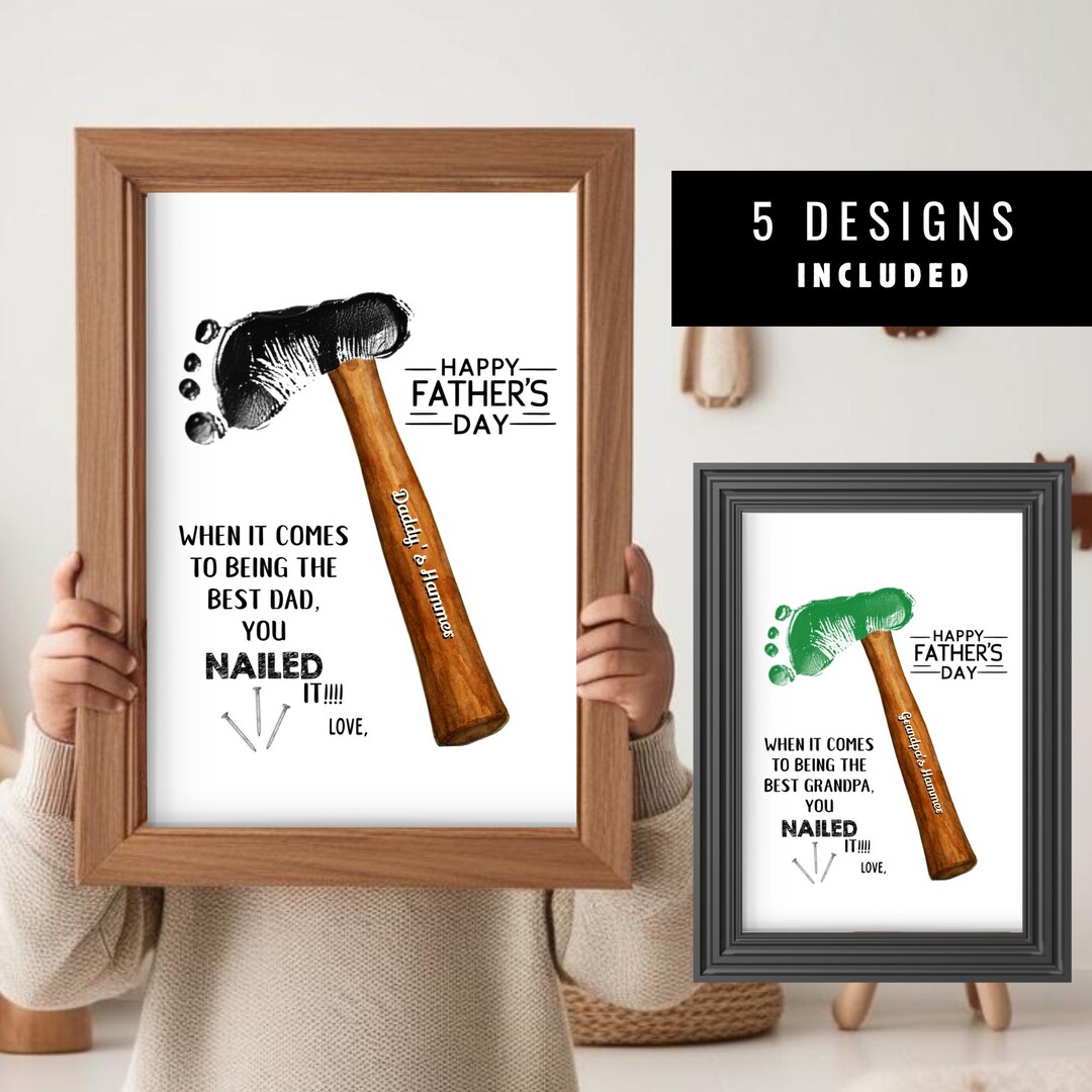 Father's Day You Nailed It Footprint Art, Printable Dad Gift From Kids ...