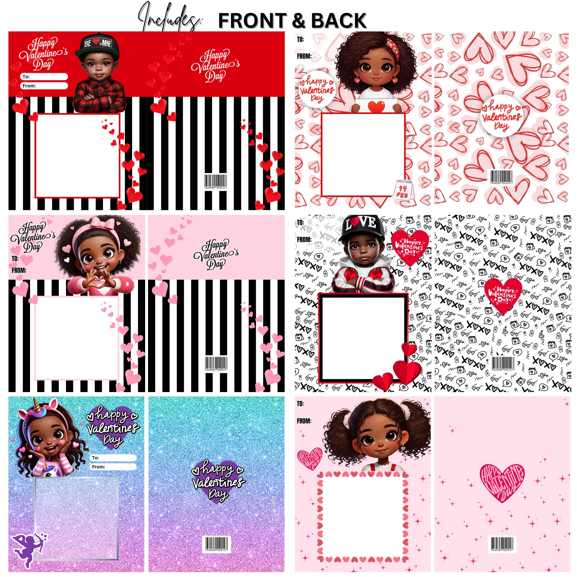 12 Jumbo Valentine's Day Card Bundle, Printable Candy Snack Gift Card ...