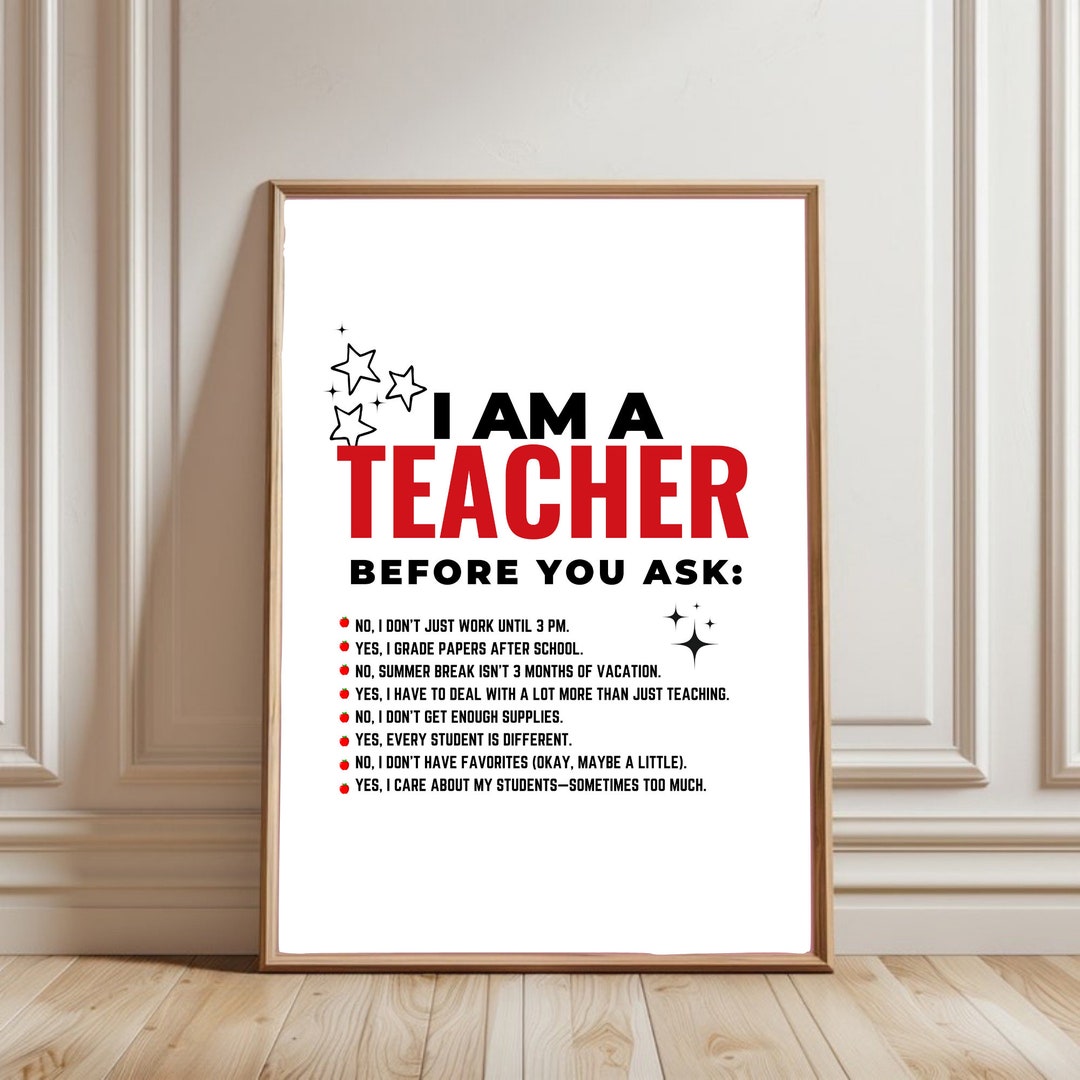 Printable I Am A Teacher Wall Art Trendy Teacher Classroom Wall Decor ...