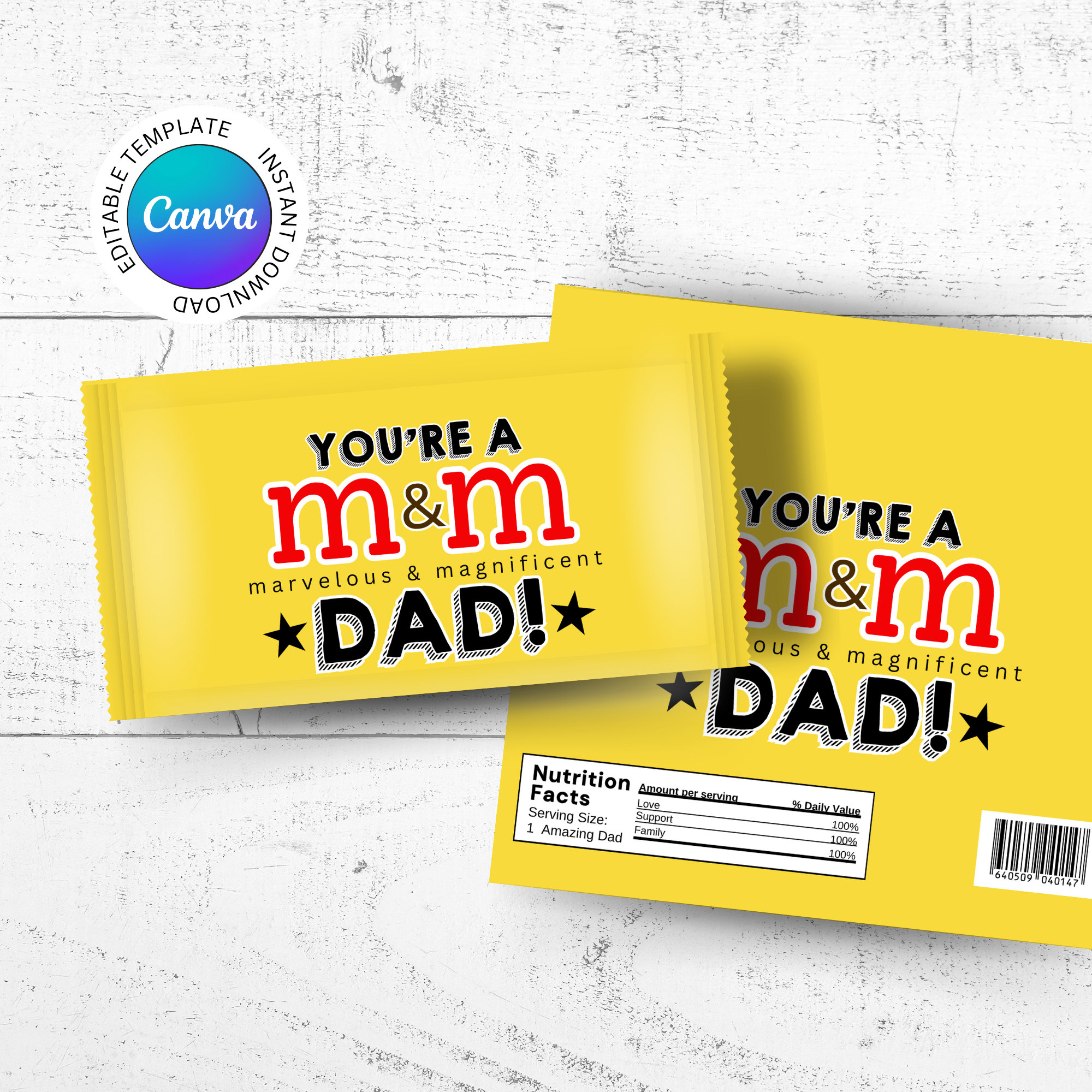 Editable Father's Day Printable M&M Label Best Dad Candy Wrapper Father ...