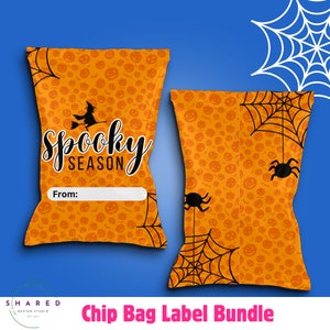 Editable Halloween Chip Bag Label Bundle, Printable Spooky Colorful ...