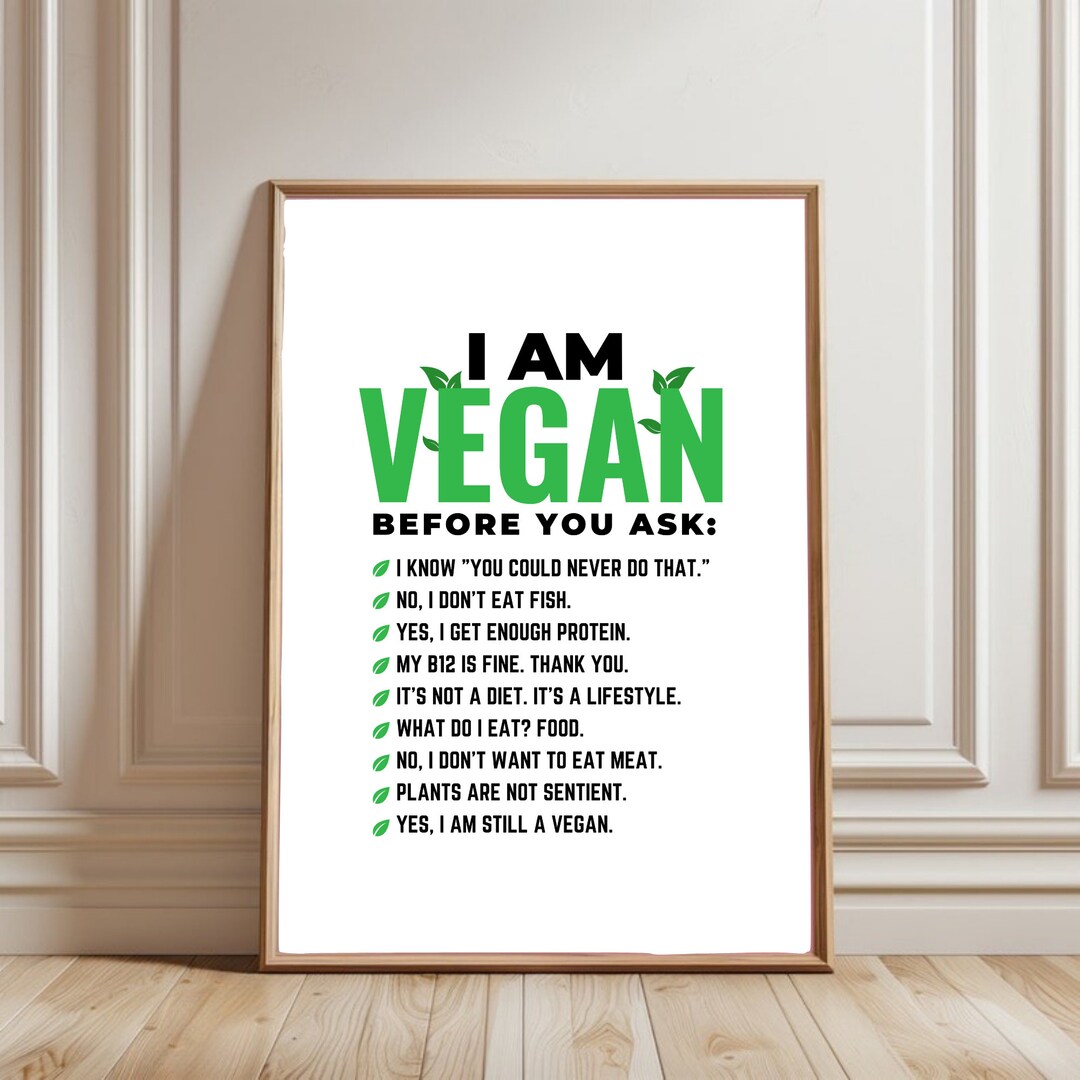 Printable I Am Vegan Wall Art Trendy Aesthetic Vegan Kitchen Wall Decor ...