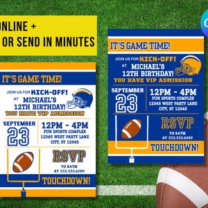 Blue & Yellow Colors Los Angeles Football Team Birthday Party Printable ...