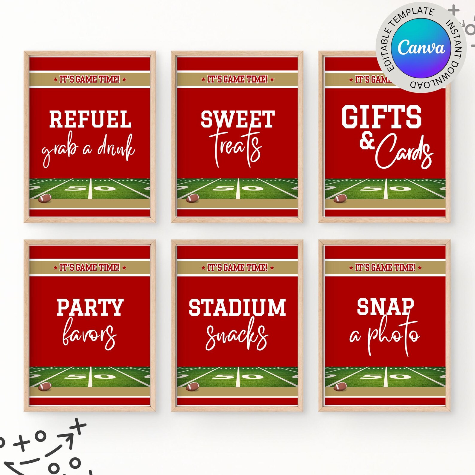 Red & Gold Colors San Francisco Football Team Birthday Party Printable ...