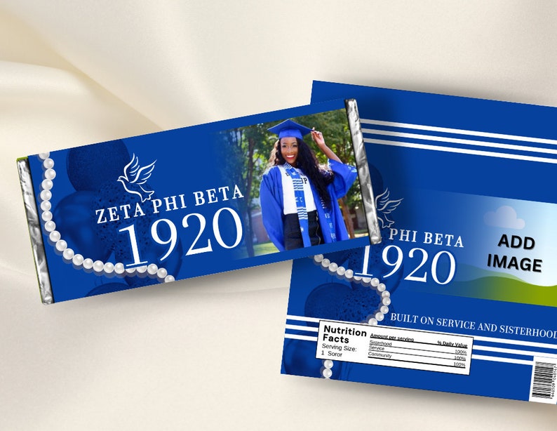 Editable Blue & White Zeta Phi Beta Candy Bar Wrapper, Printable Zeta ...