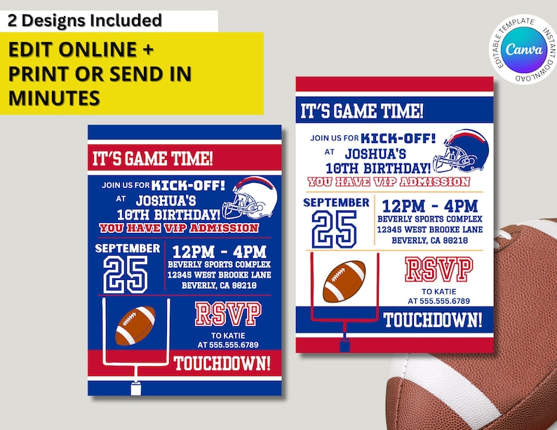 Bills Blue & Red Colors Buffalo Football Team Birthday Party Printable ...
