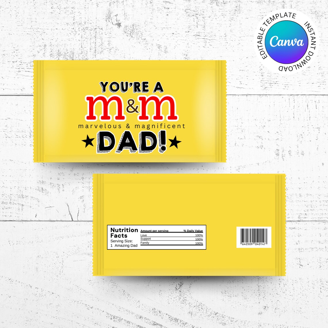 Editable Father's Day Printable M&M Label Best Dad Candy Wrapper Father ...