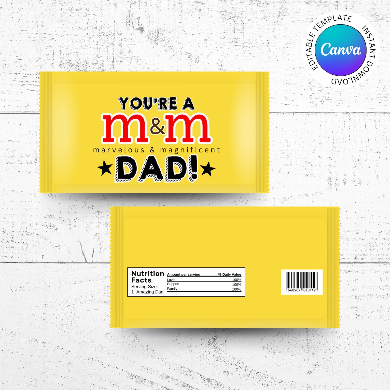 Editable Father's Day Printable M&M Label Best Dad Candy Wrapper Father ...
