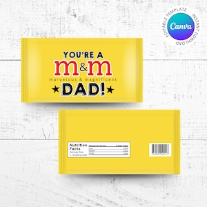 Editable Father's Day Printable M&M Label | Best Dad Candy Wrapper ...