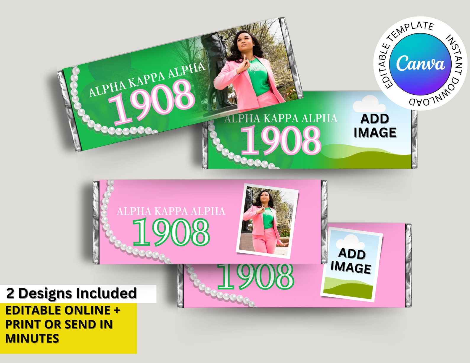 Editable Pink & Green Candy Bar Wrapper, Printable AKA Candy Bar Label ...