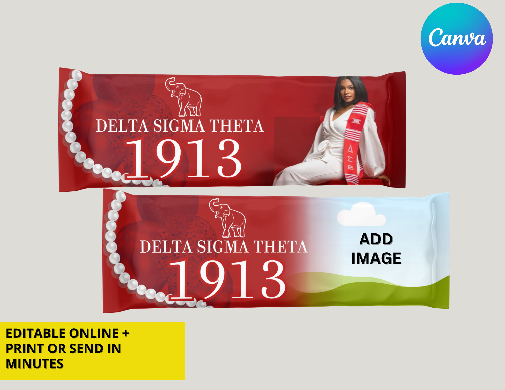 Editable Red & White Delta Candy Bar Wrapper, Printable DST Candy Bar ...